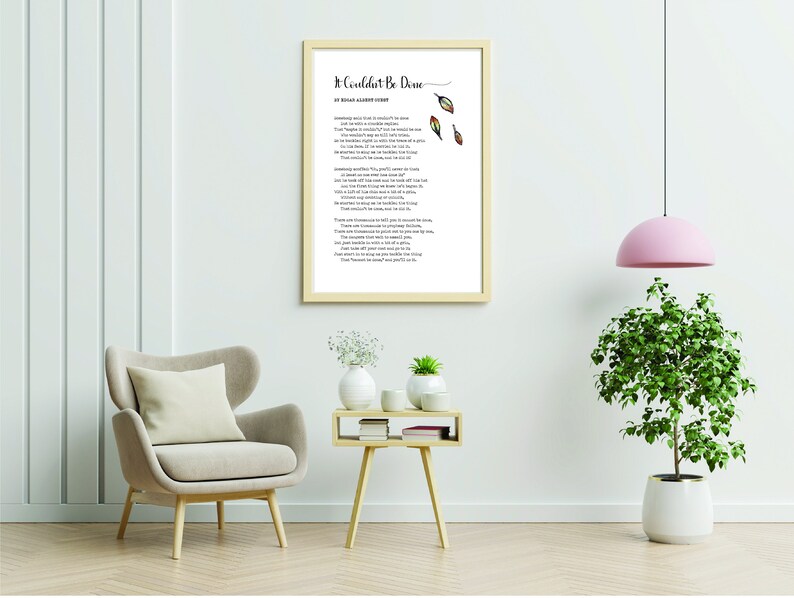 It Couldn't Be Done Edgar Albert Guest Poetry Poster - Etsy