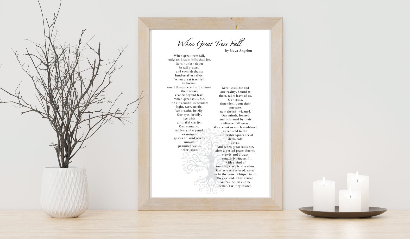 When Great Trees Fall Maya Angelou Poem Funeral Grief | Etsy