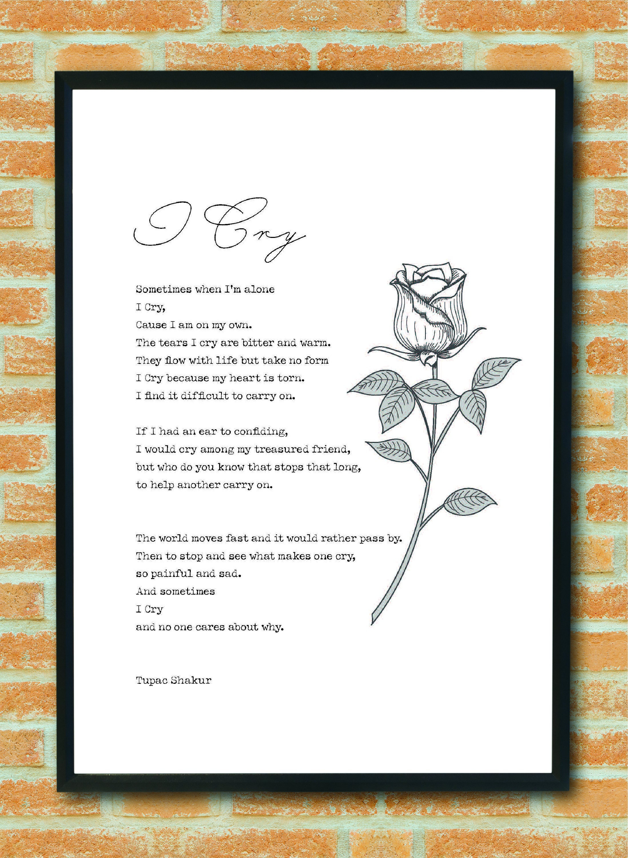 I Cry by Tupac Shakur Emotional Poem Poetry Tupac - Etsy