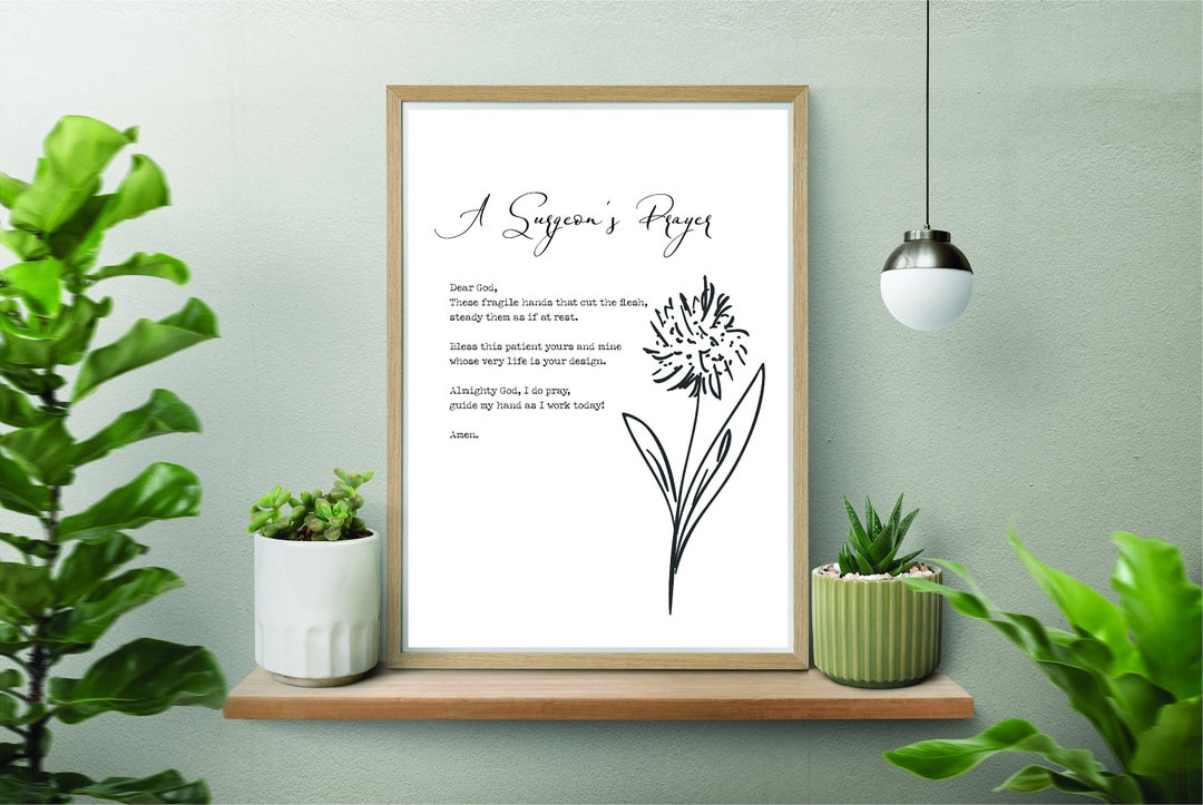 Surgeon's Prayer Doctor Prayer Inspiration Print Christian Catholic ...