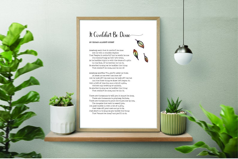 It Couldn't Be Done Edgar Albert Guest Poetry Poster - Etsy