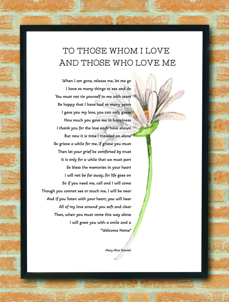 To Those Whom I Love & Love Me Funeral Poem Memorial Gift - Etsy To Those Whom I Love & Love Me Funeral Poem Memorial Gift - Etsy
