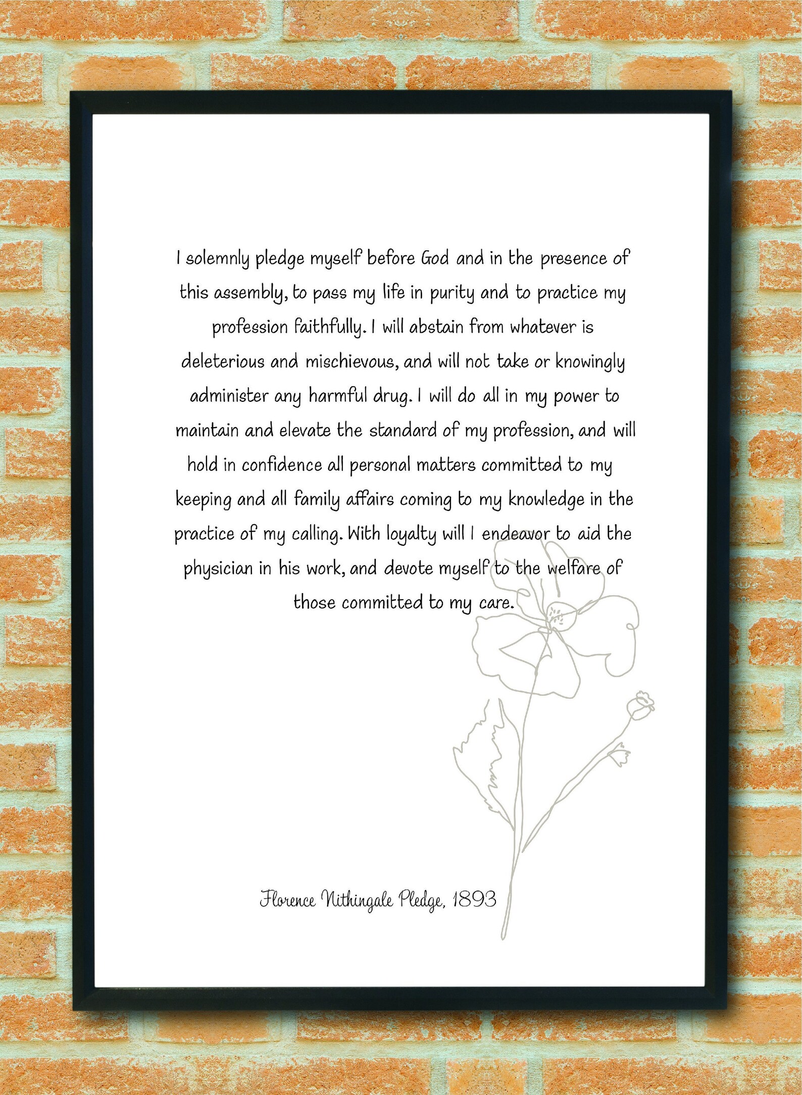 Florence Nightingale Pledge Nurse Gift Inspiration Wall - Etsy