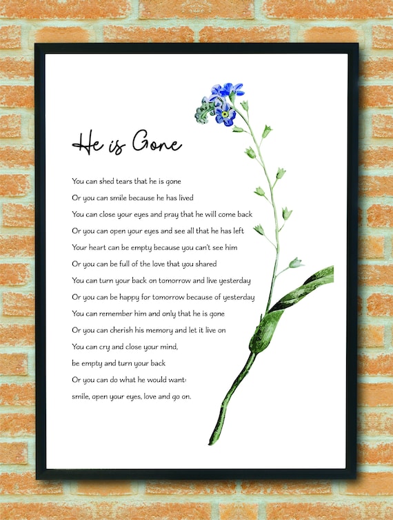 He is Gone David Harkins Poem Funeral Grief Mourning - Etsy UK