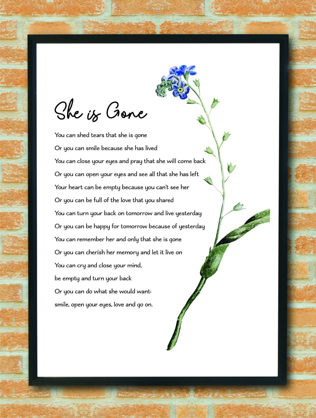 She is Gone David Harkins Poem Funeral Grief - Etsy UK