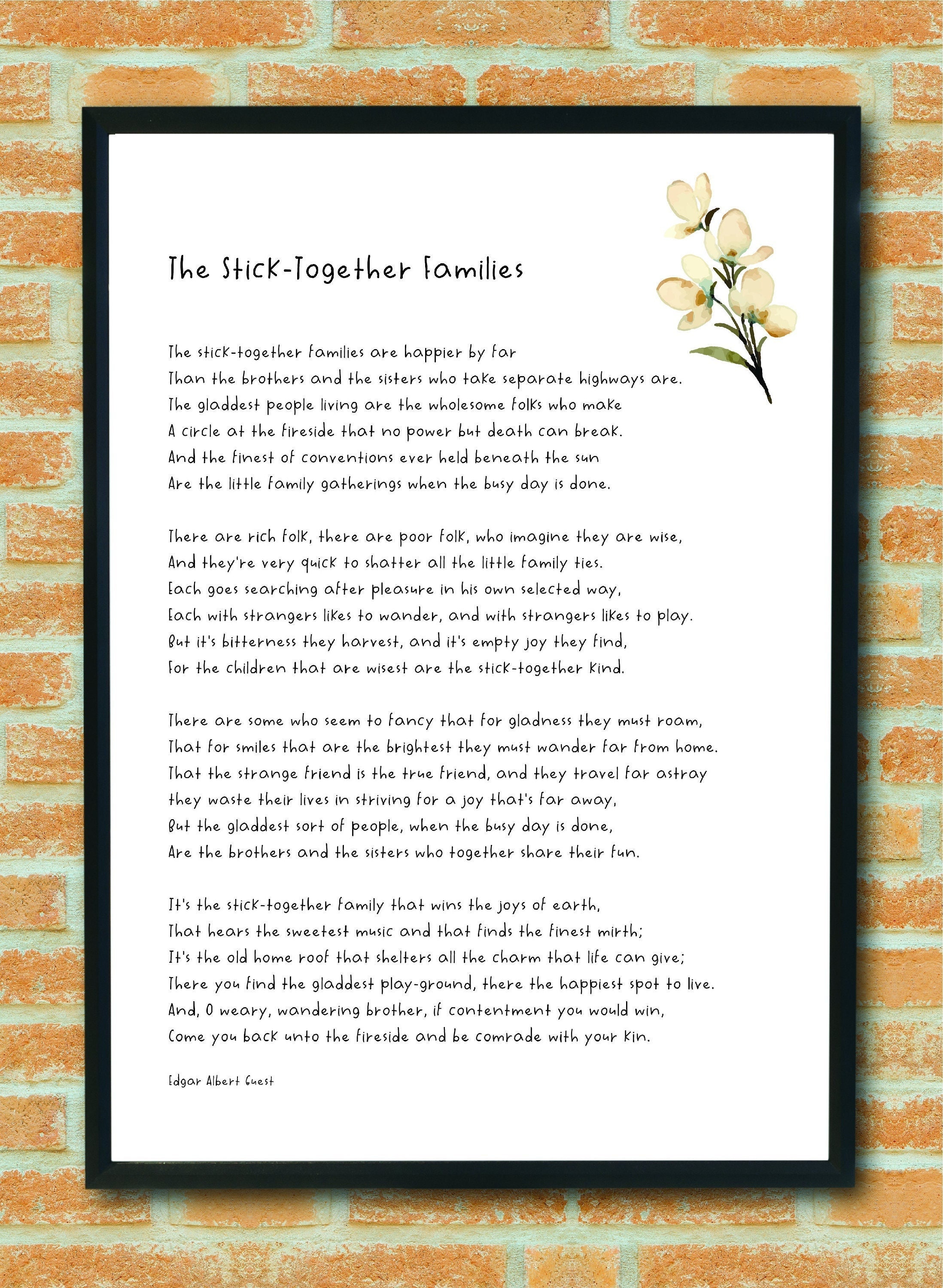 The Stick-together Families Edgar Albert Guest Poem for - Etsy