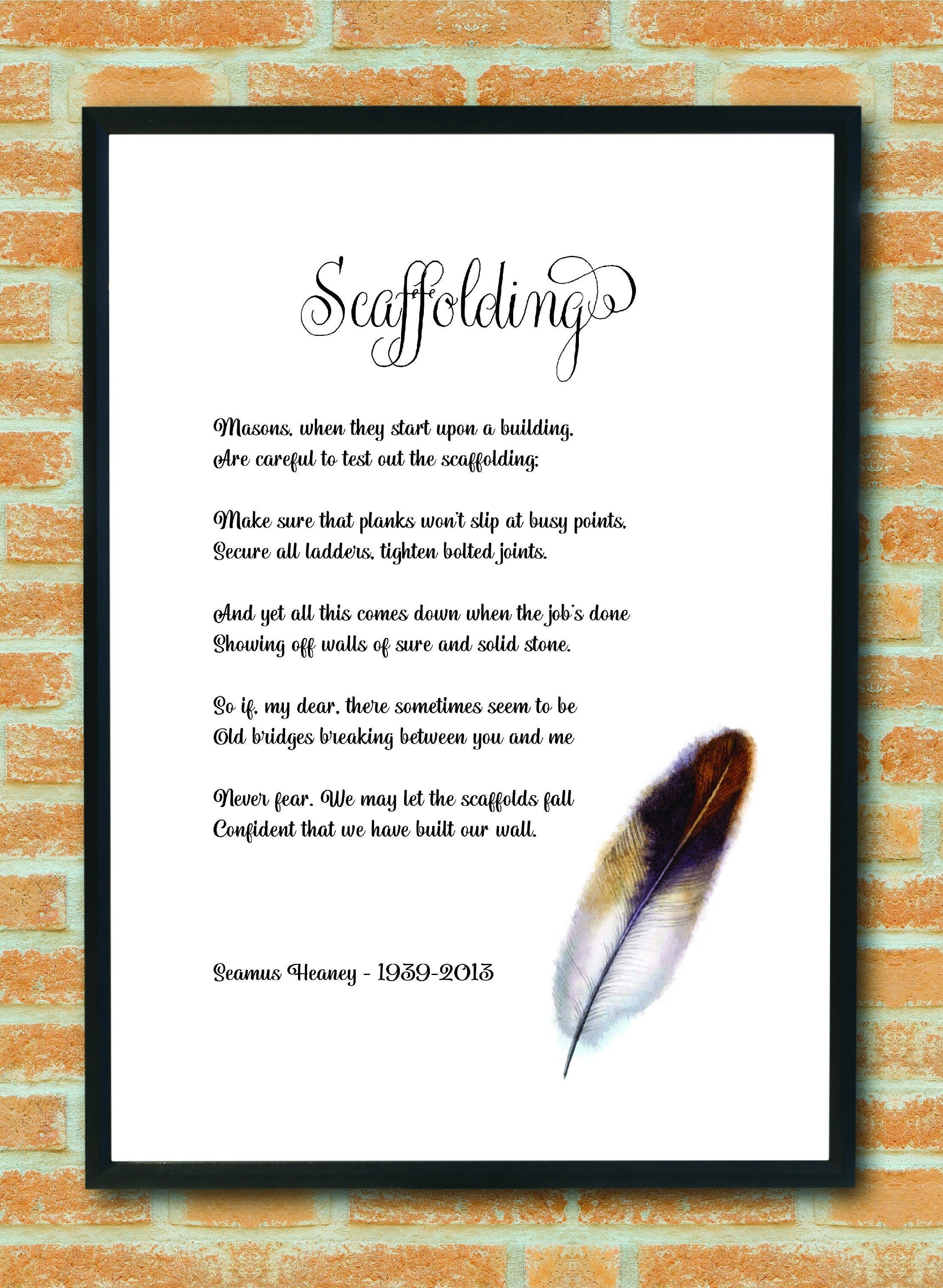 SCAFFOLDING Poem Seamus Heaney Poetry Irish Poetry Love - Etsy Canada