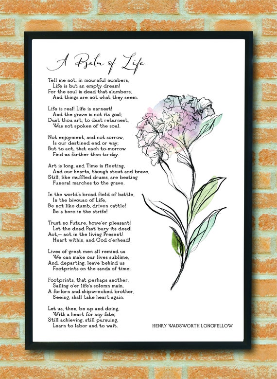Psalm of Life Henry Wadsworth Longfellow Poem Advice - Etsy