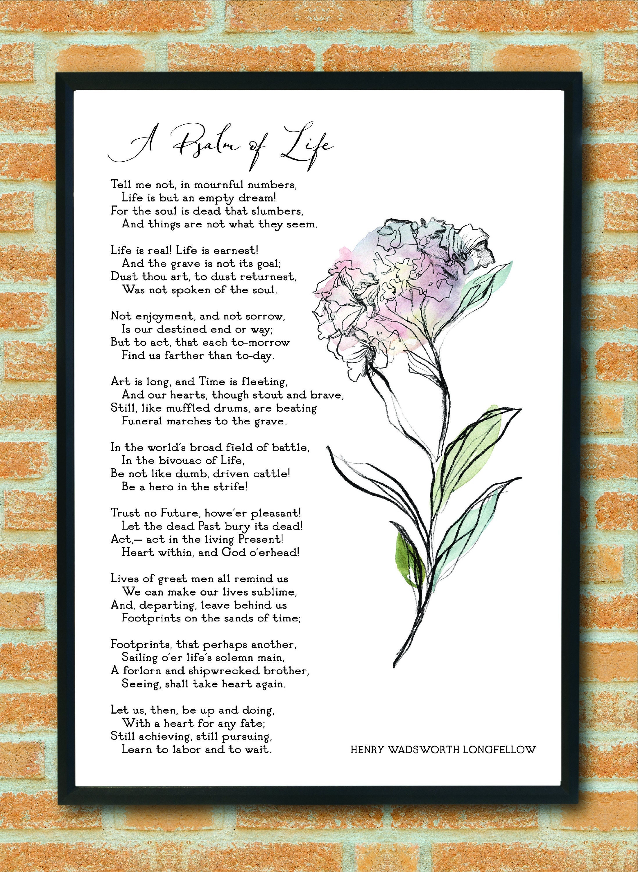 Psalm of Life Henry Wadsworth Longfellow Poem Advice - Etsy