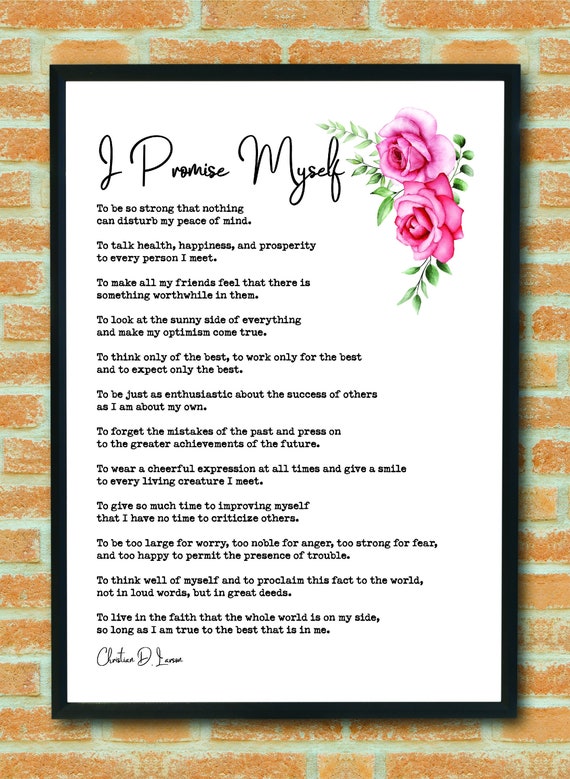 I Promise Myself Christian Larson Poem Advice - Etsy