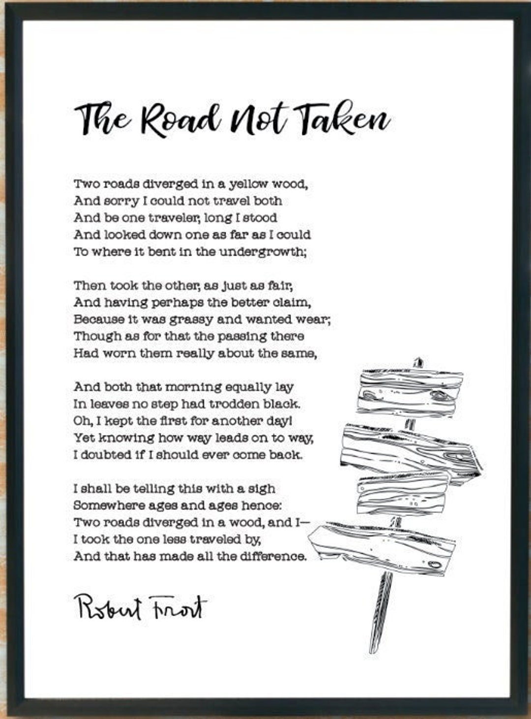 The Road Not Taken Robert Frost Poem Choices Road Less - Etsy UK