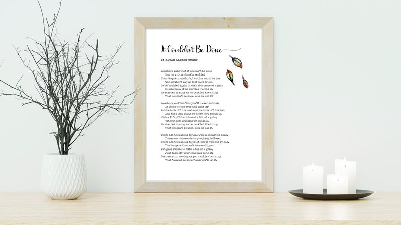 It Couldn't Be Done Edgar Albert Guest Poetry Poster - Etsy