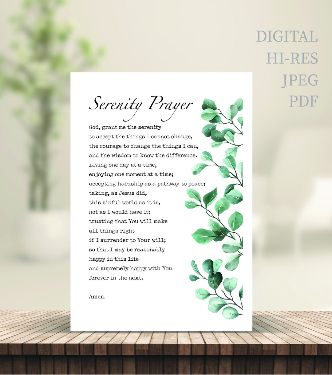 The Serenity Prayer Sign, Bible Verse, Quote, Printable Scripture Decor ...