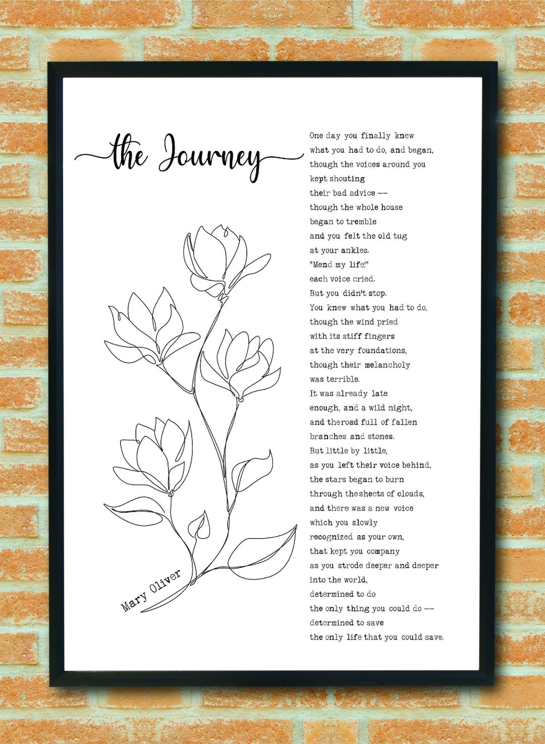 The Journey Mary Oliver Poem Strength Motivation - Etsy