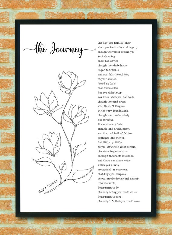The Journey Mary Oliver Poem Strength Motivation Etsy