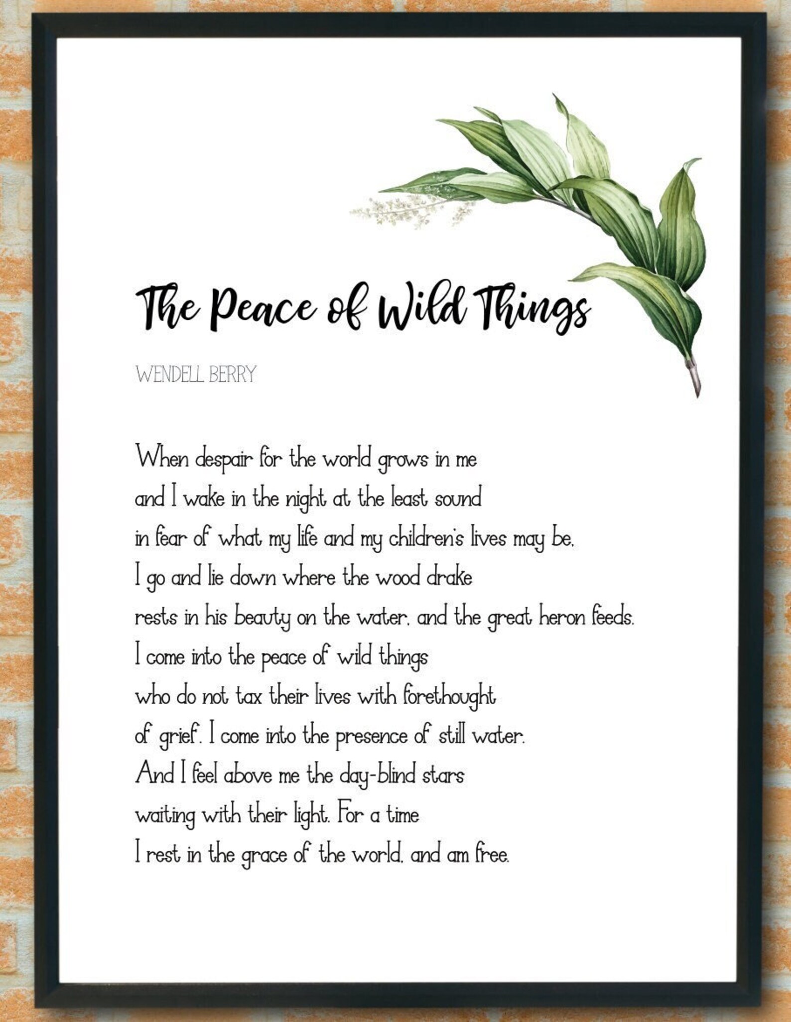 The Peace of Wild Things Wendell Berry Poem Hope - Etsy