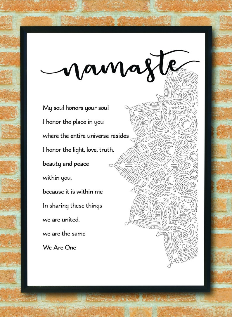 Namaste Printable Namaste Sign Printable Yoga Poster - Etsy
