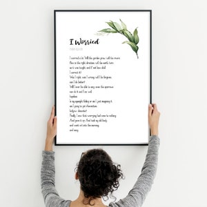 I Worried Mary Oliver Poem Emotion Motivation - Etsy Canada