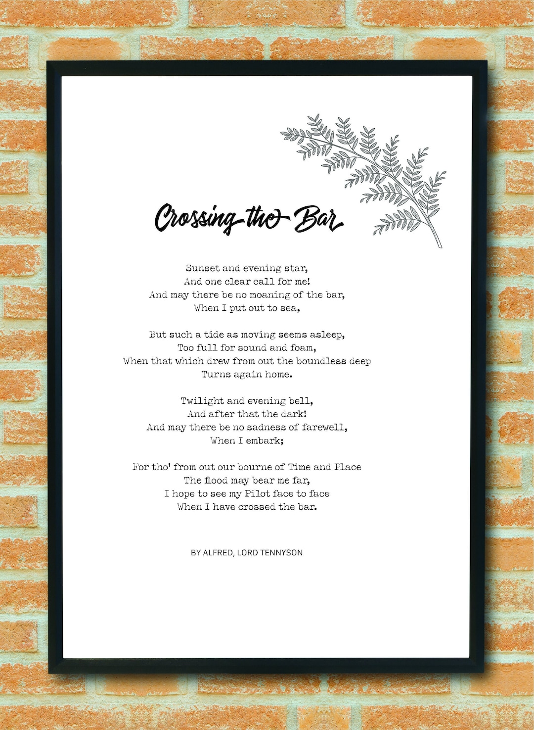 Crossing the Bar by Alfred Lord Tennyson Poem Print Literary - Etsy