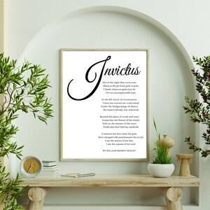 Invictus Poem Print by William Ernest Henley, Invictus I Am the Master ...