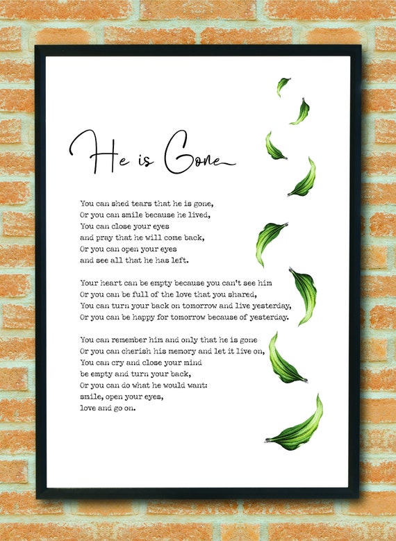 He is Gone David Harkins Poem Funeral Grief Mourning - Etsy UK