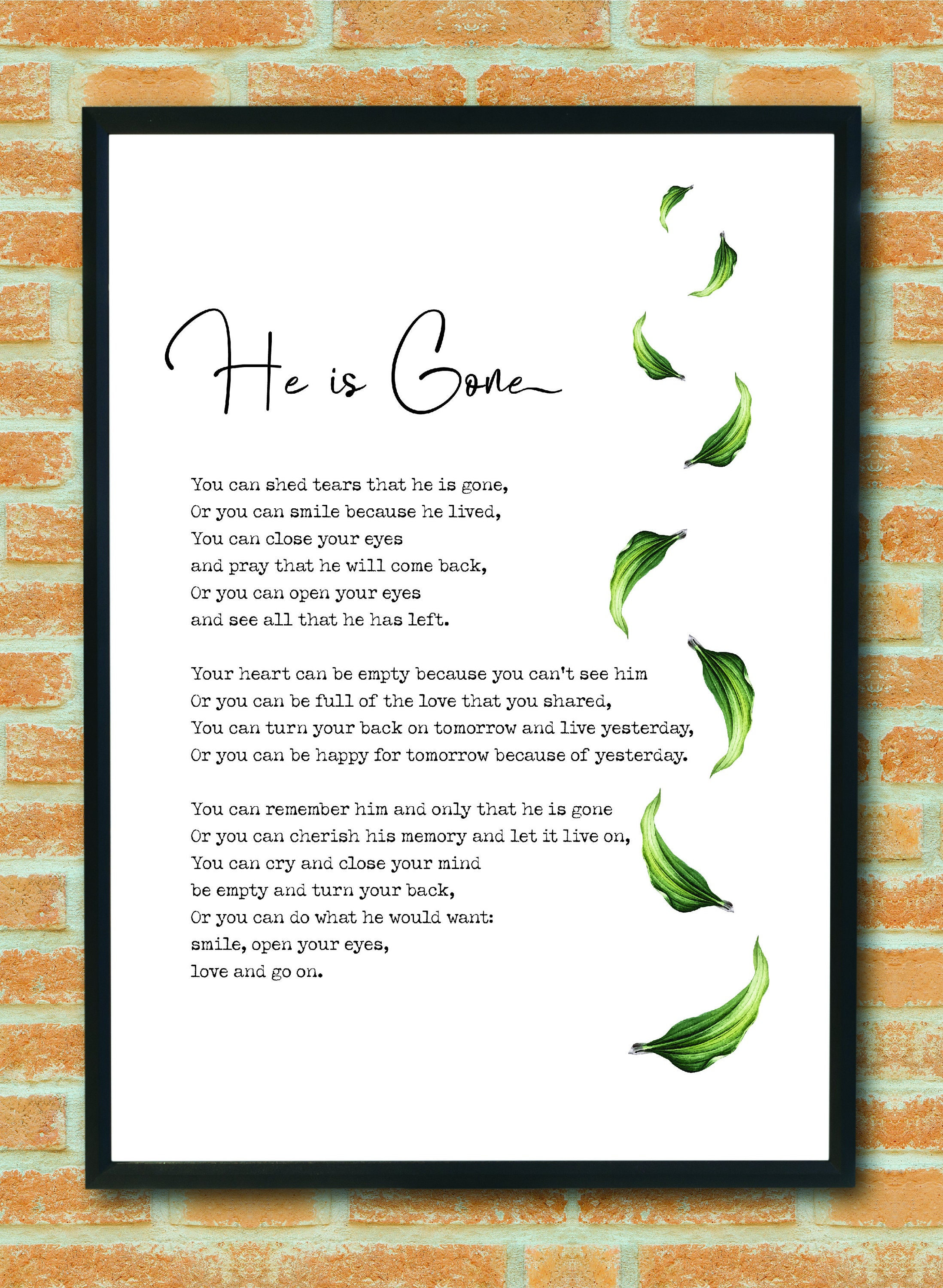 He is Gone David Harkins Poem Funeral Grief Mourning - Etsy Australia