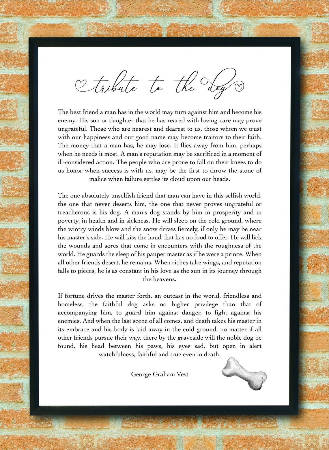 Tribute to the Dog George Graham Vest Speech Eulogy - Etsy