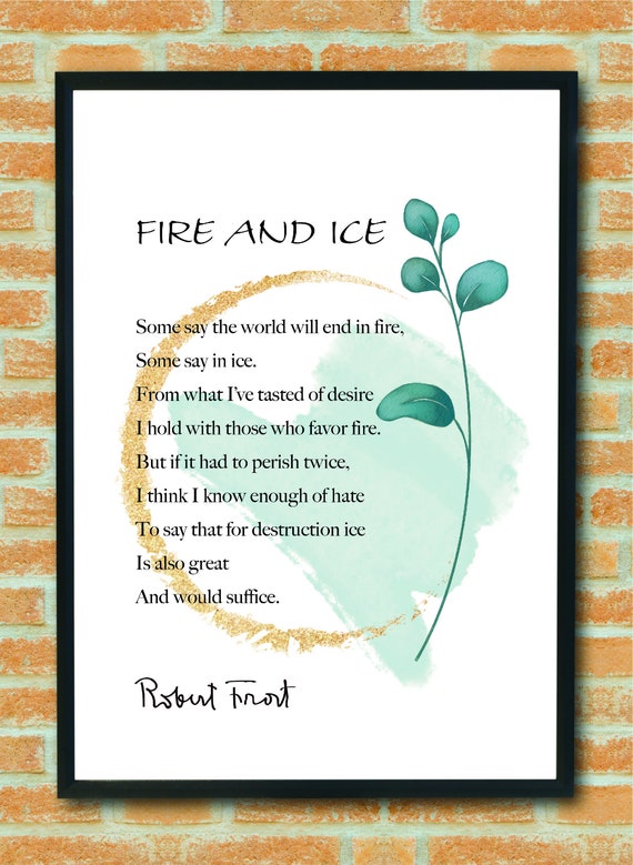 Fire and Ice Robert Frost Poem Print Wall Art Instant | Etsy