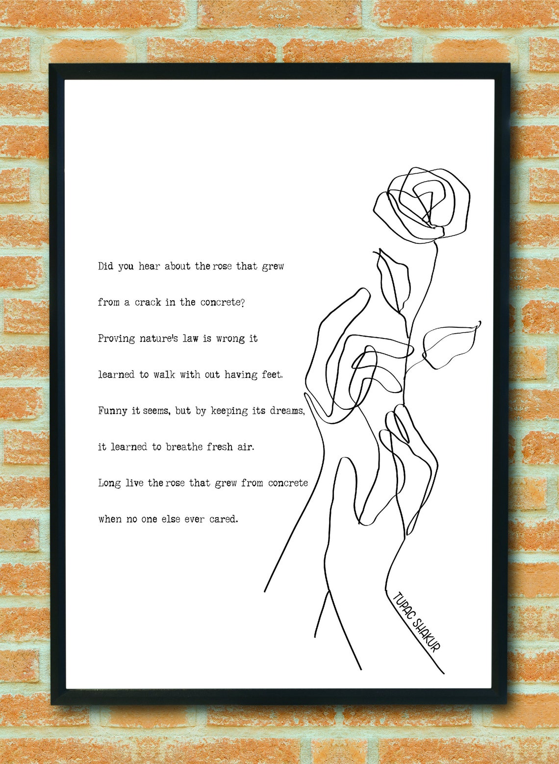 The Rose That Grew From Concrete Tupac Shakur Poem - Etsy