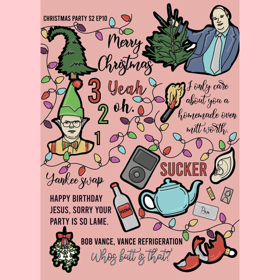 The Office Christmas Party Print: Illustrated TV Show Poster (digital ...