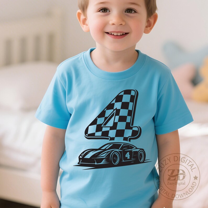 Vroom! 4th Birthday SVG – Race Car Number 4 Clipart – Toddler Boy ...