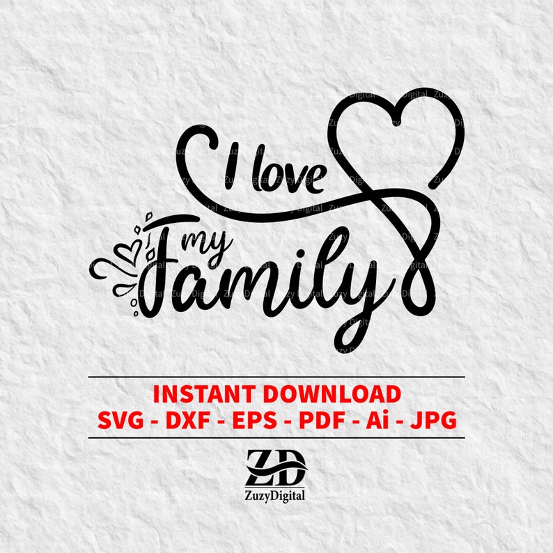I Love My Family. Hand Drawn Heart. Svg / Png / Eps / Jpg / Dxf / Ai ...