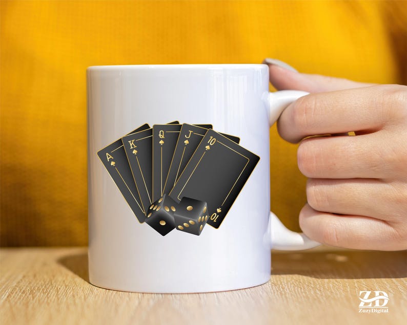 Luxury Black & Gold Poker Cards With Dice | Vintage Casino Clipart | Royal Flush SVG PNG Digital ...