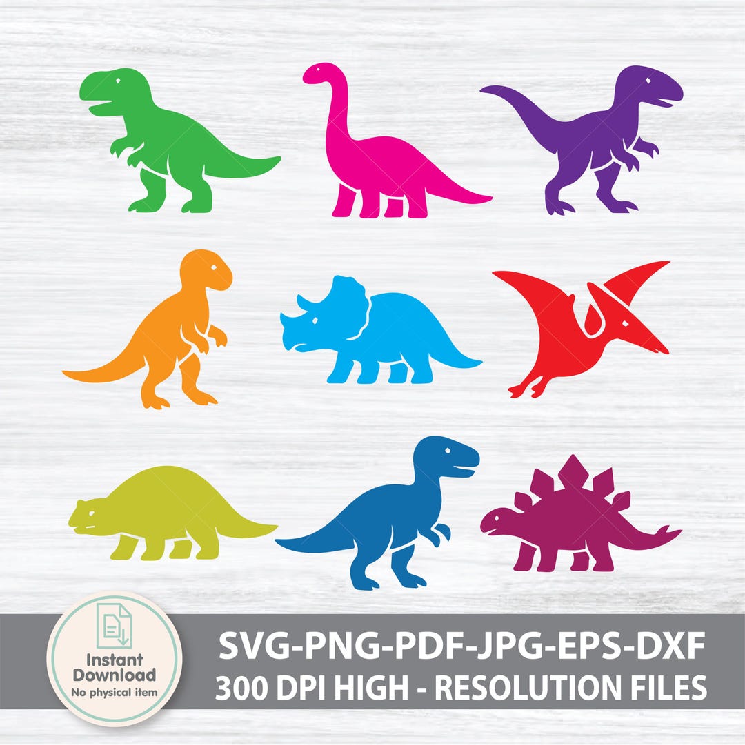 Cute Dinosaur Clipart & Sticker SVG Bundle – Kids T-shirt Design ...