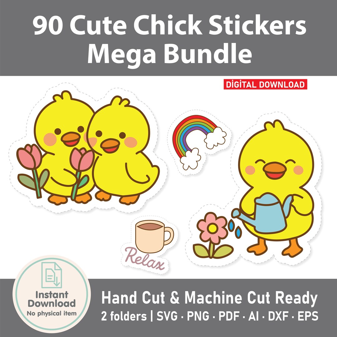 90 Cute Chick Stickers Mega Bundle – Kawaii Printable Planner Stickers ...