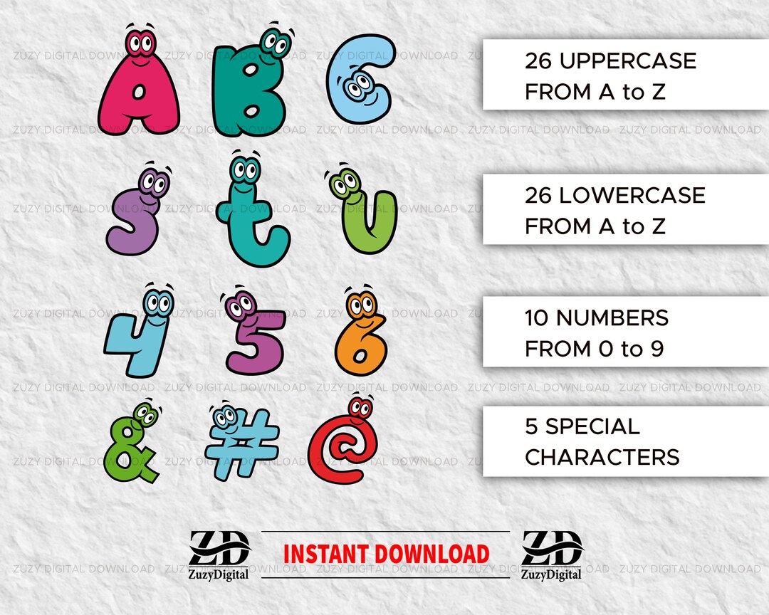 Bold Cartoon Letters PNG and SVG, Doodle Font, Bold Alphabet, Cartoon ...