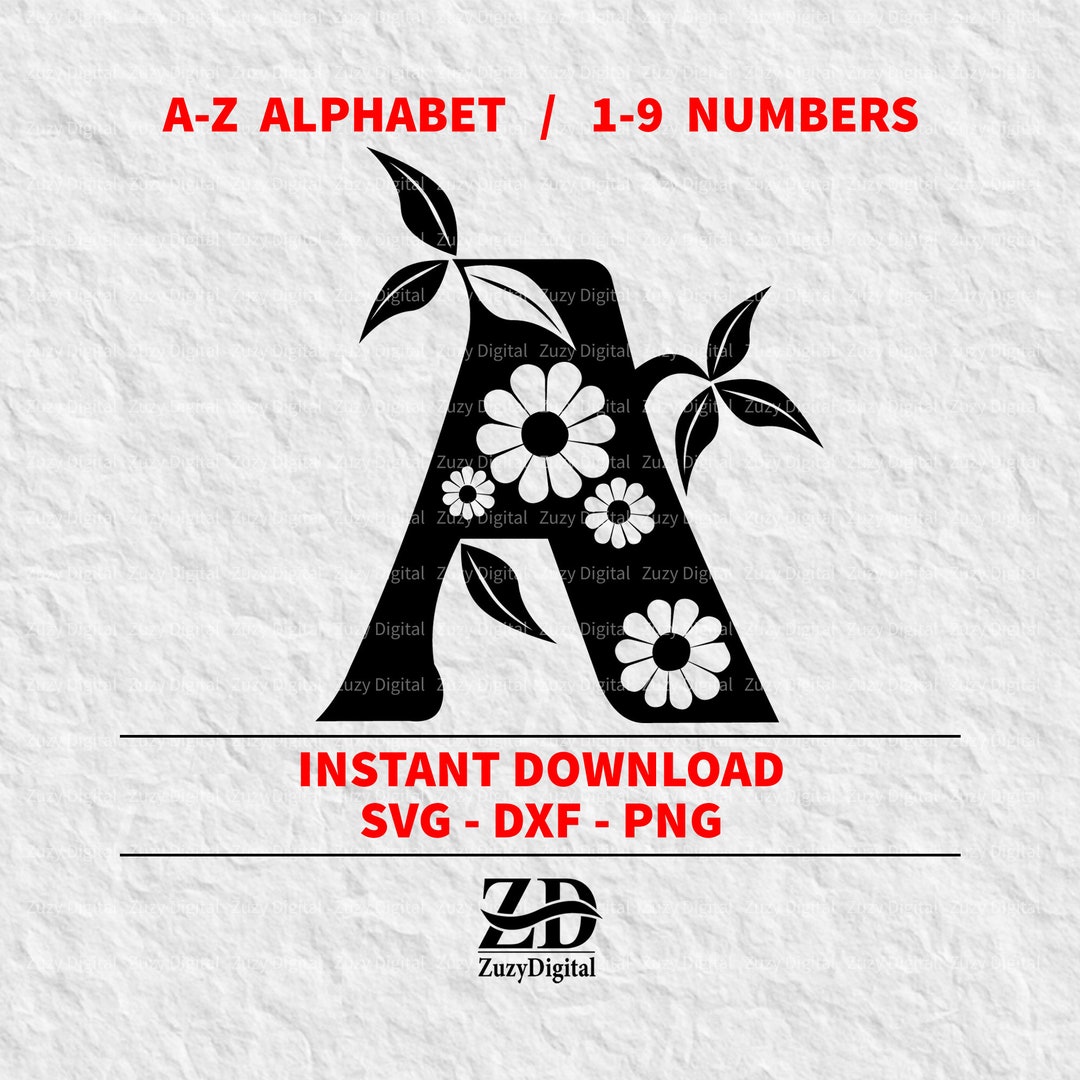 Floral Alphabet SVG Bundle: Flower Monogram Cut Files (digital Download ...