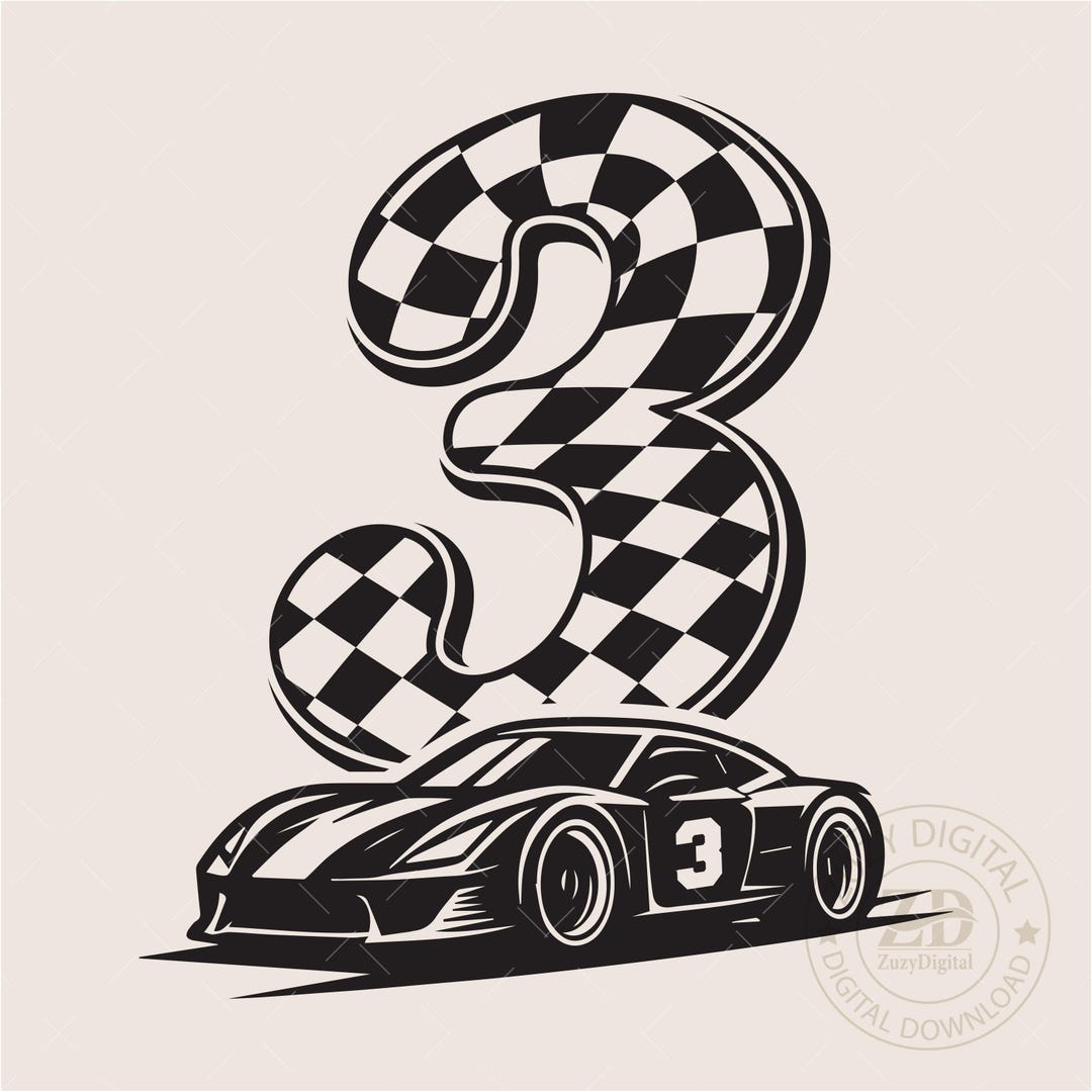 Race Car Birthday SVG – 3rd Birthday Boy Clipart – Checkered Flag ...