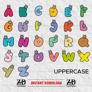 Cute Cartoon Alphabet Clipart Bundle - Uppercase and Lowercase Letters ...