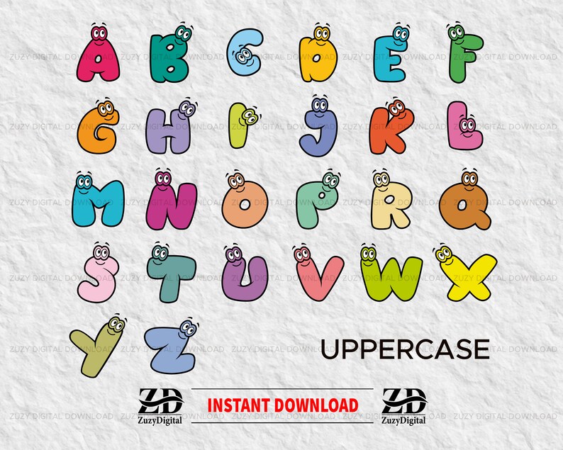 Bold Cartoon Letters PNG and SVG, Doodle Font, Bold Alphabet, Cartoon ...