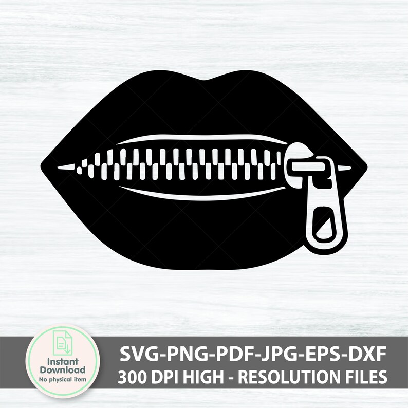Zipper Lips SVG | Zipped Mouth Clipart | Silence Lips Vector | Tattoo ...