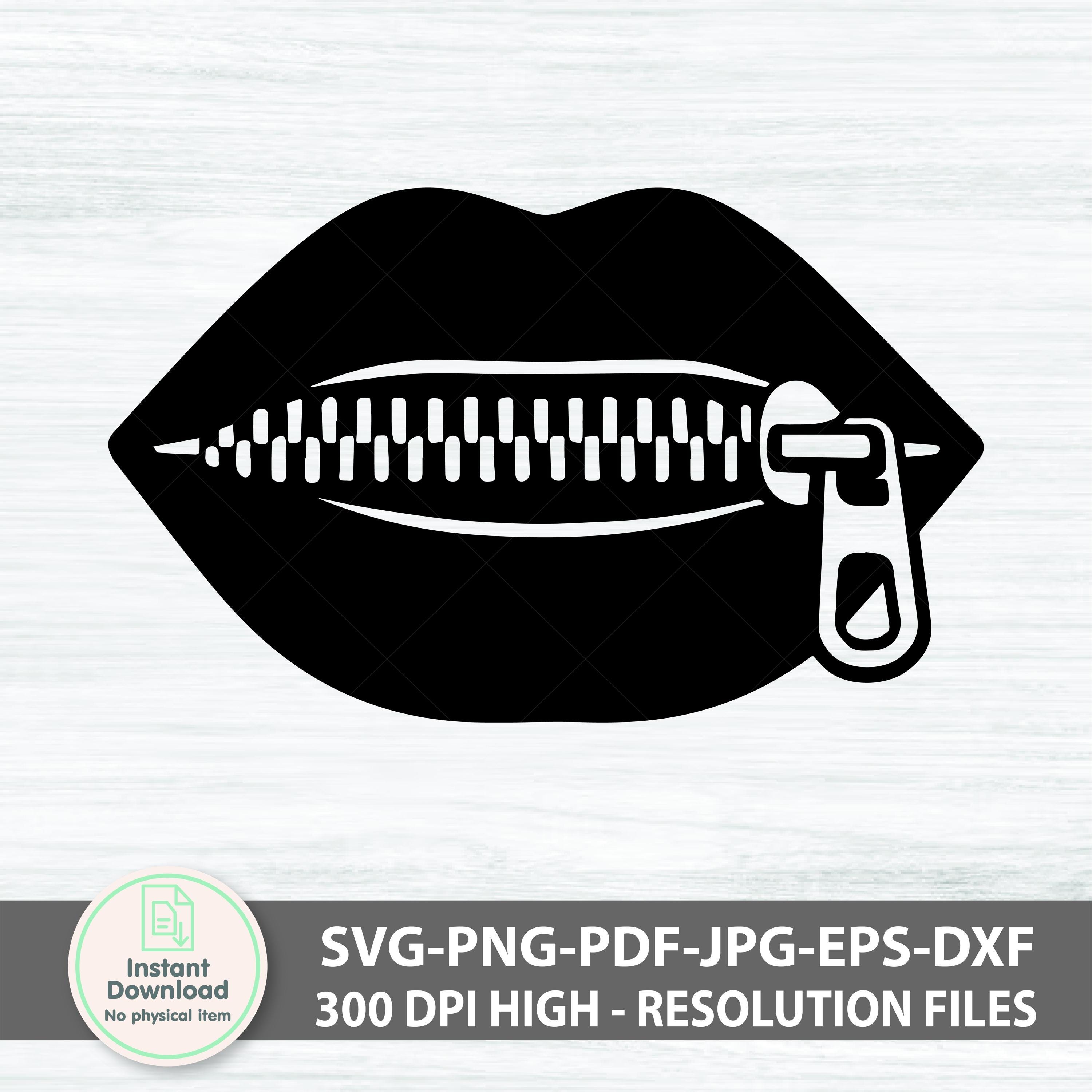 Zipper Lips SVG | Zipped Mouth Clipart | Silence Lips Vector | Tattoo ...