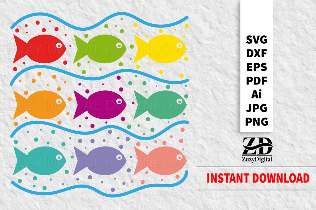 Fish Svg, Colorful Fish, Colored Bubbles, Cut File for Cricut and ...