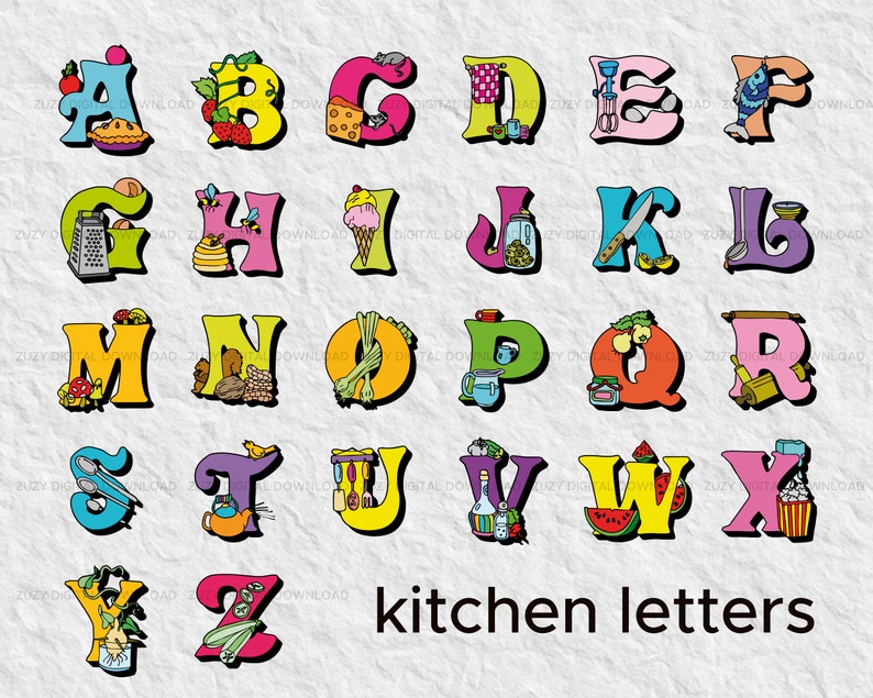 Kitchen Letters Vegetable Letters Food and Letters Colorful - Etsy