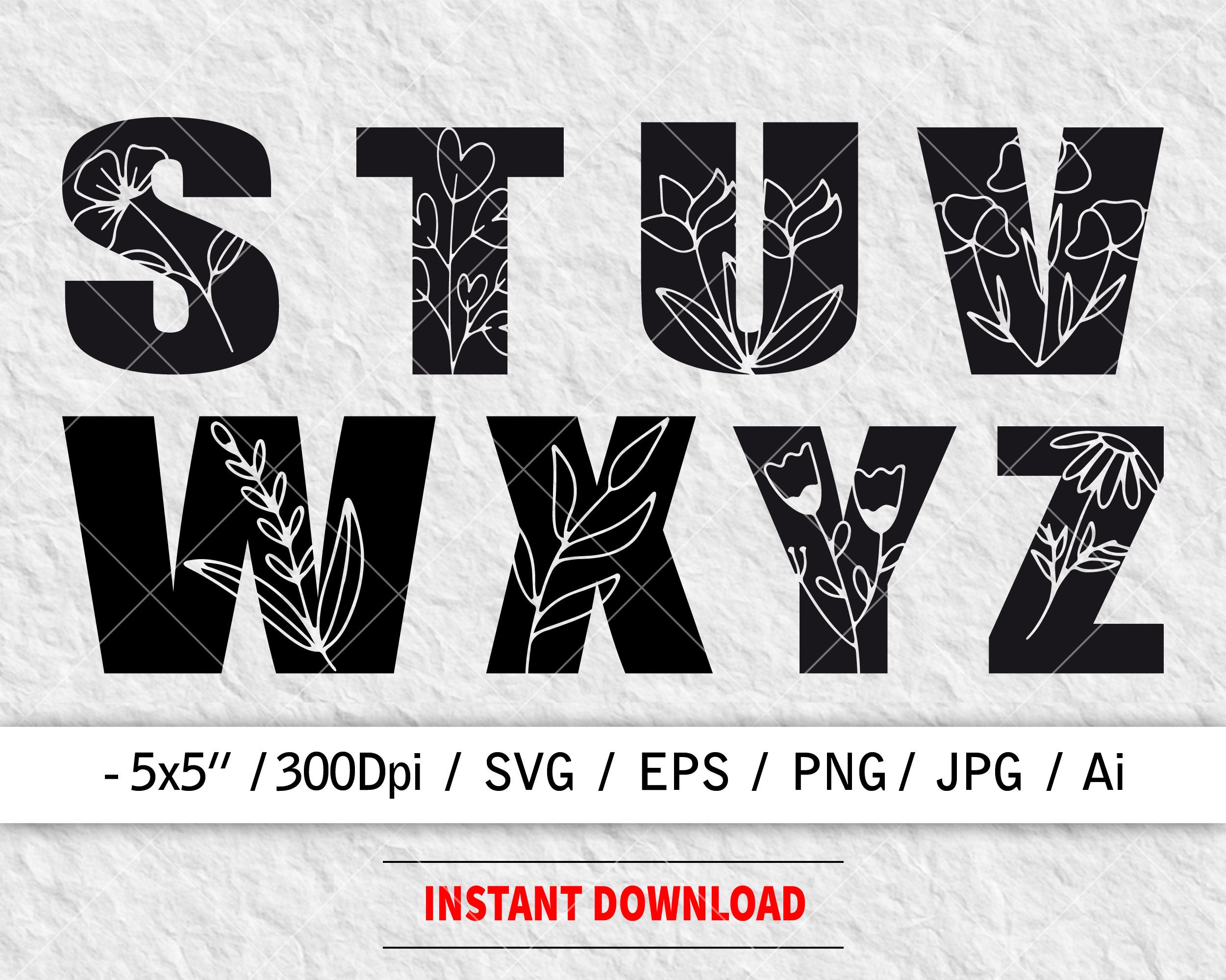 Floral Alphabet, Floral Abc Svg, Spring Monogram Svg, Fancy Alphabet ...