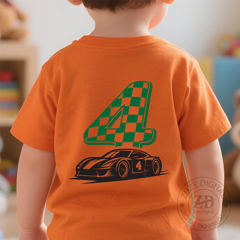 Vroom! 4th Birthday SVG – Race Car Number 4 Clipart – Toddler Boy ...