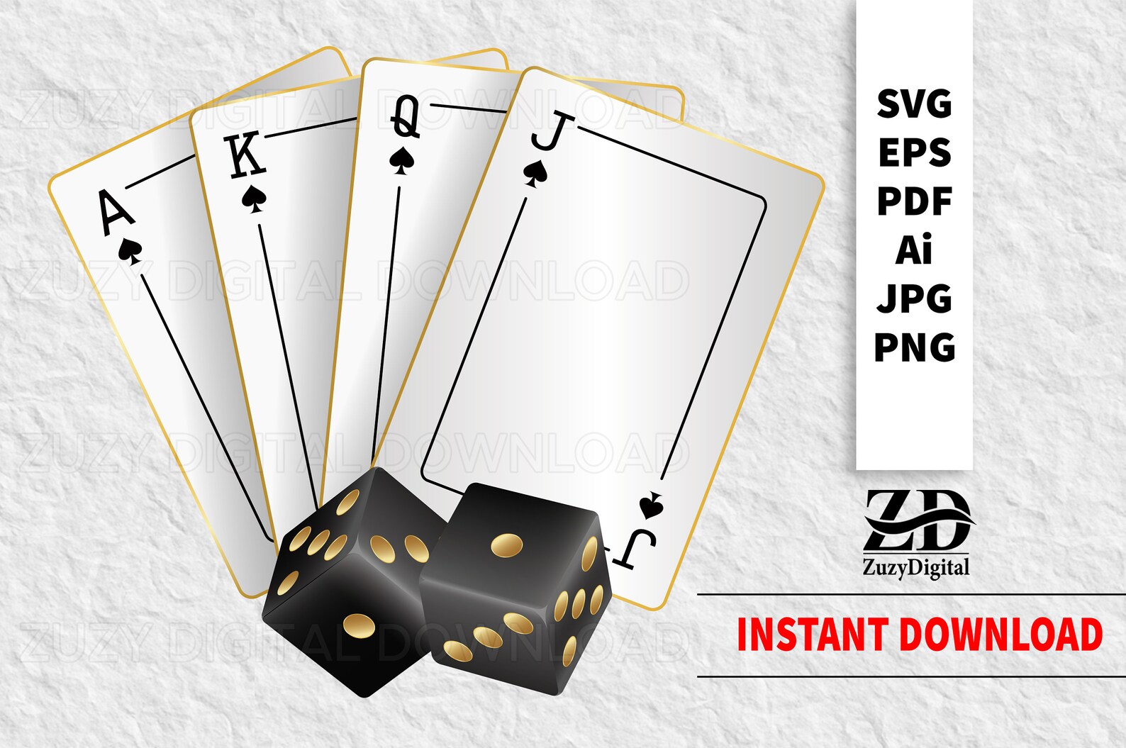 White Playing Cards Svg Gold Frame Svg, Gold Dice Svg, Black Dice Svg ...