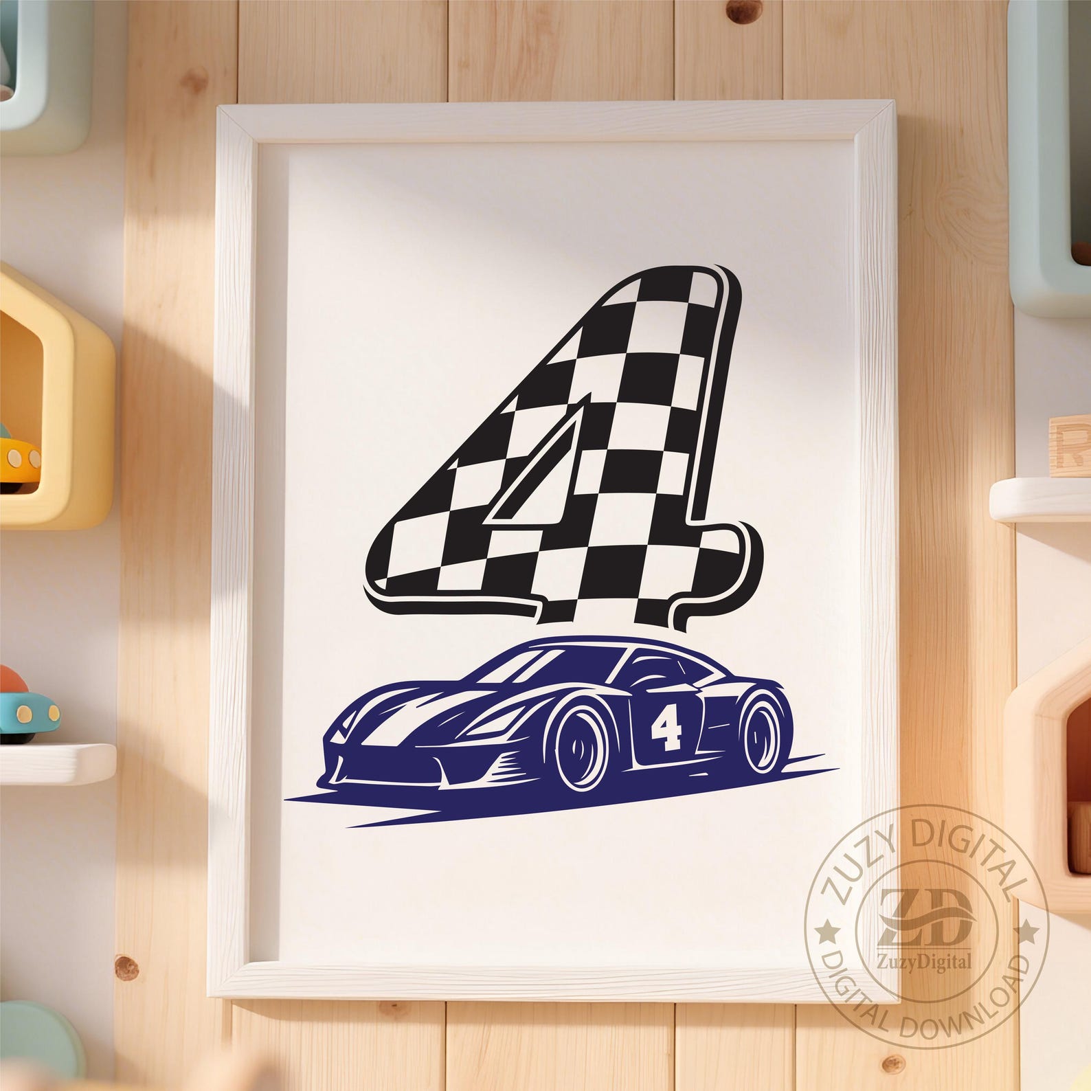 Vroom! 4th Birthday SVG – Race Car Number 4 Clipart – Toddler Boy ...