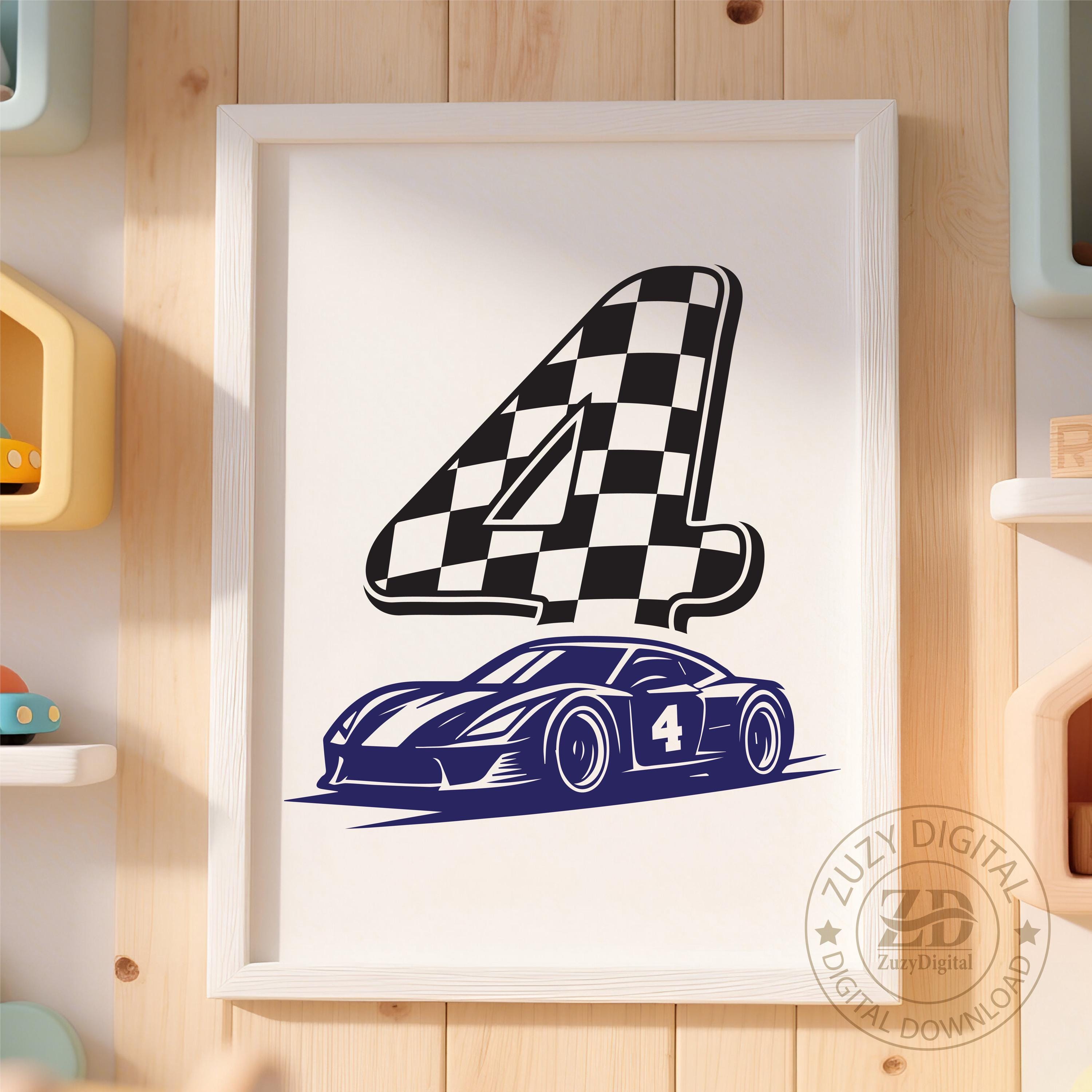 Vroom! 4th Birthday SVG – Race Car Number 4 Clipart – Toddler Boy ...