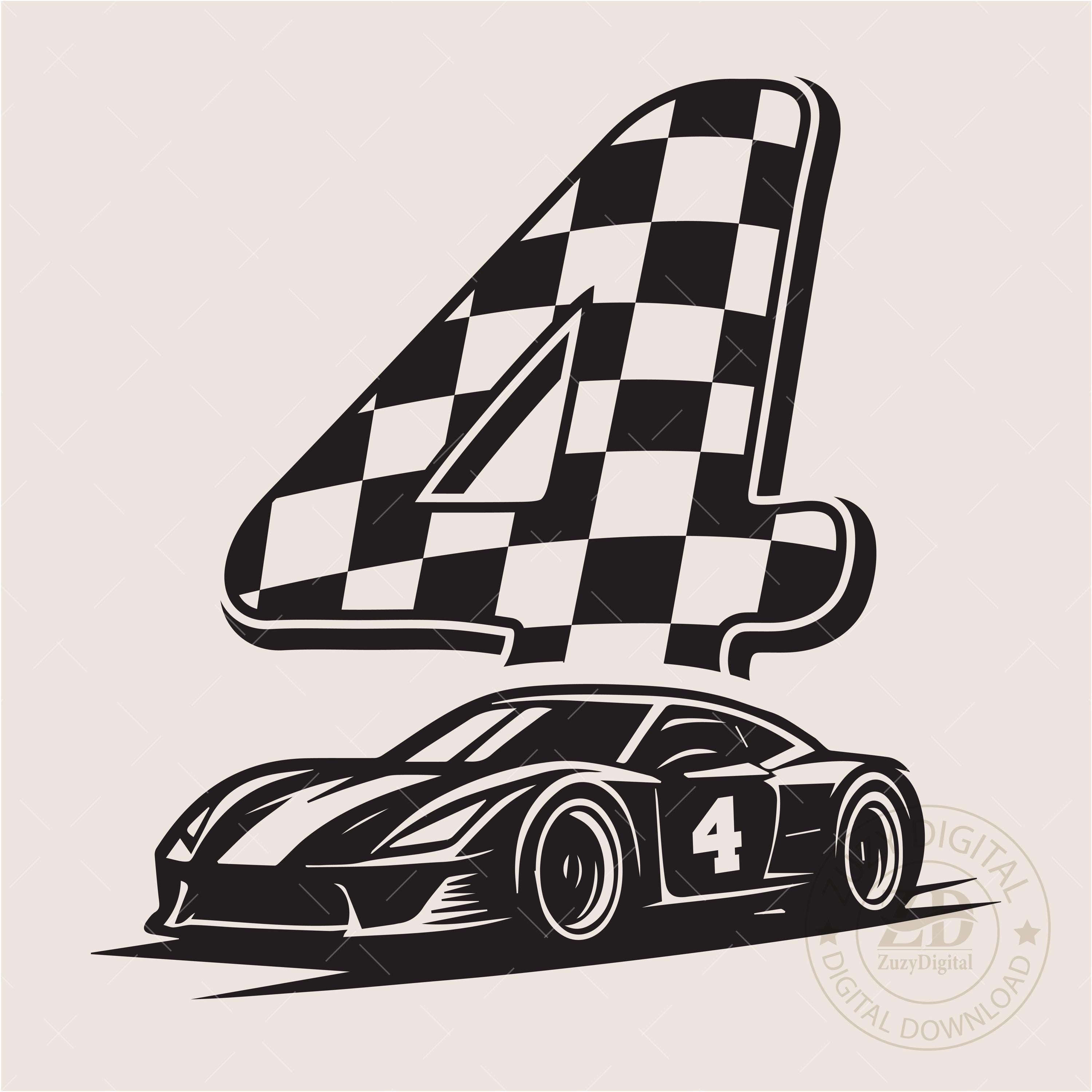 Vroom! 4th Birthday SVG – Race Car Number 4 Clipart – Toddler Boy ...